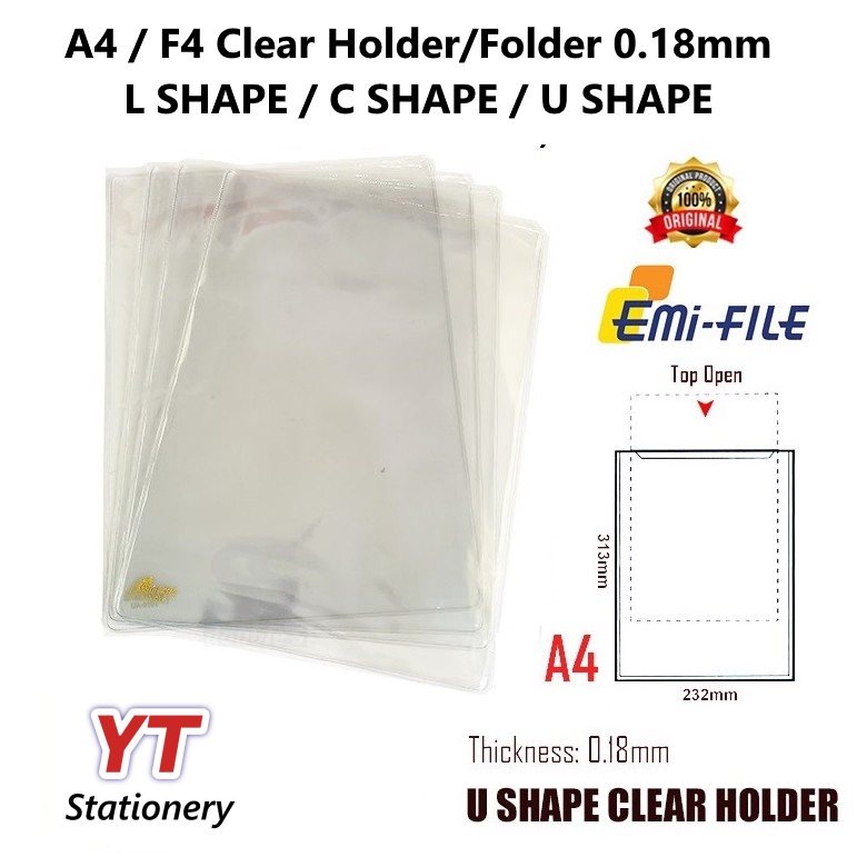 Emi A4 F4 Clear Holder 0 18mm Clear Folder Clear File L Shape