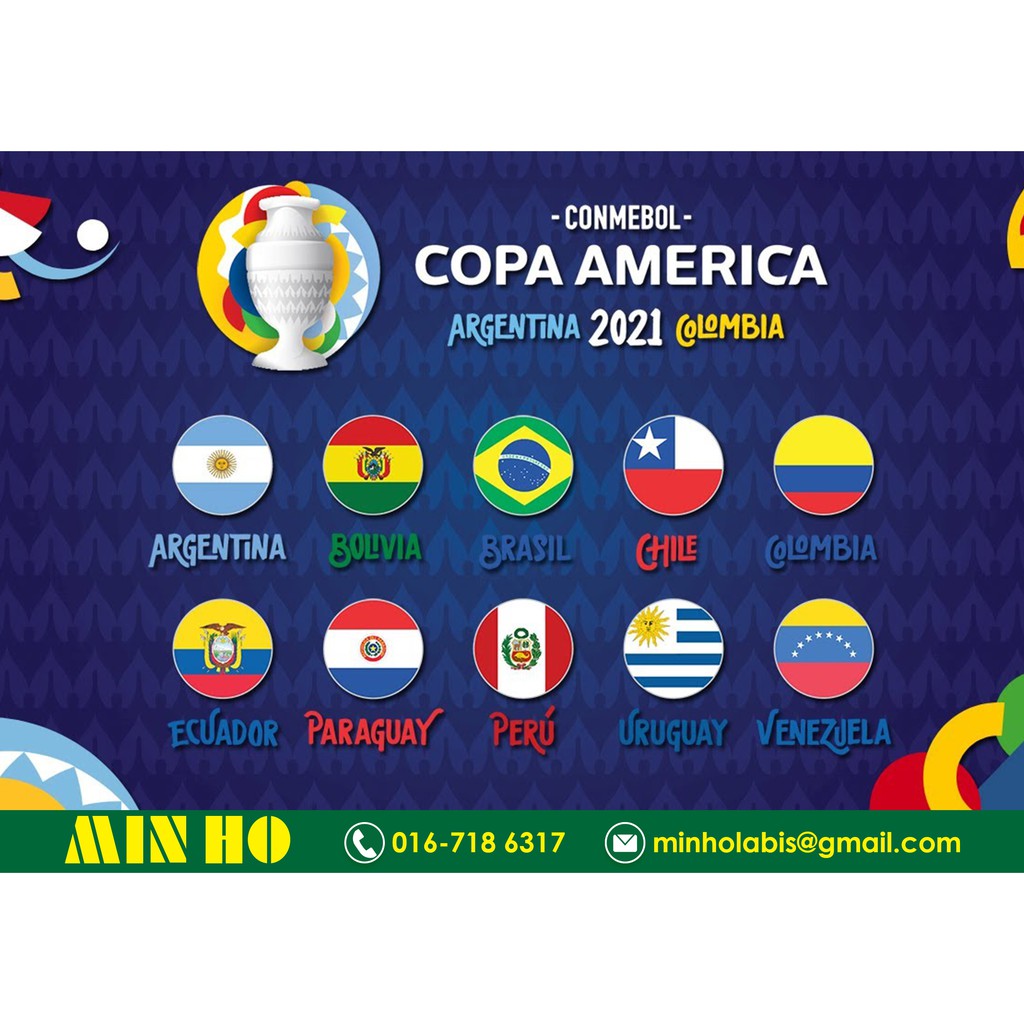 Copa America 2021 Flag Reflective Car Sticker (Custom Size) UV Printing ...