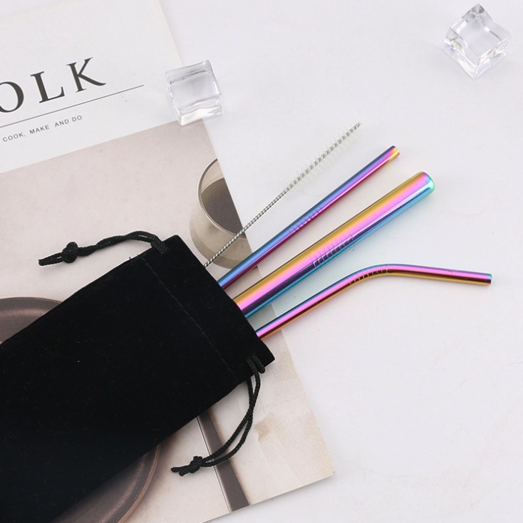 (5 IN A SET) 5pcs Straw Set 304 Stainless Steel Straw Group Metal Straw ...