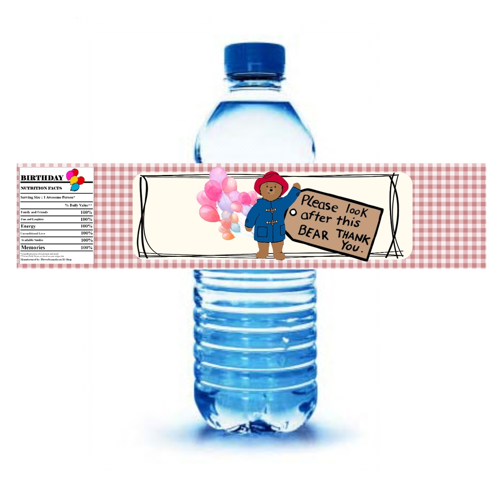 Paddington Bear Theme Goodiebag, Water Bottle Label and Stickers For ...