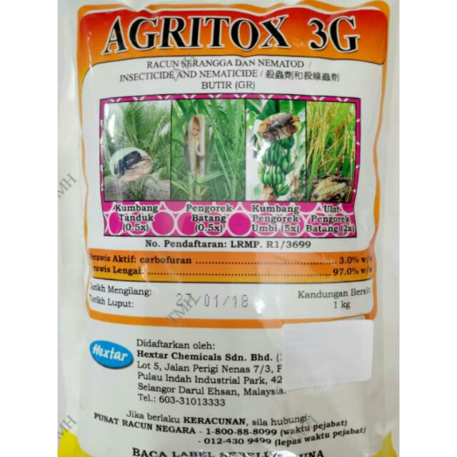 Agritox 3G-1kg OR AFULAN 3GR (furadan)Racun kumbang dan ulat | Shopee ...