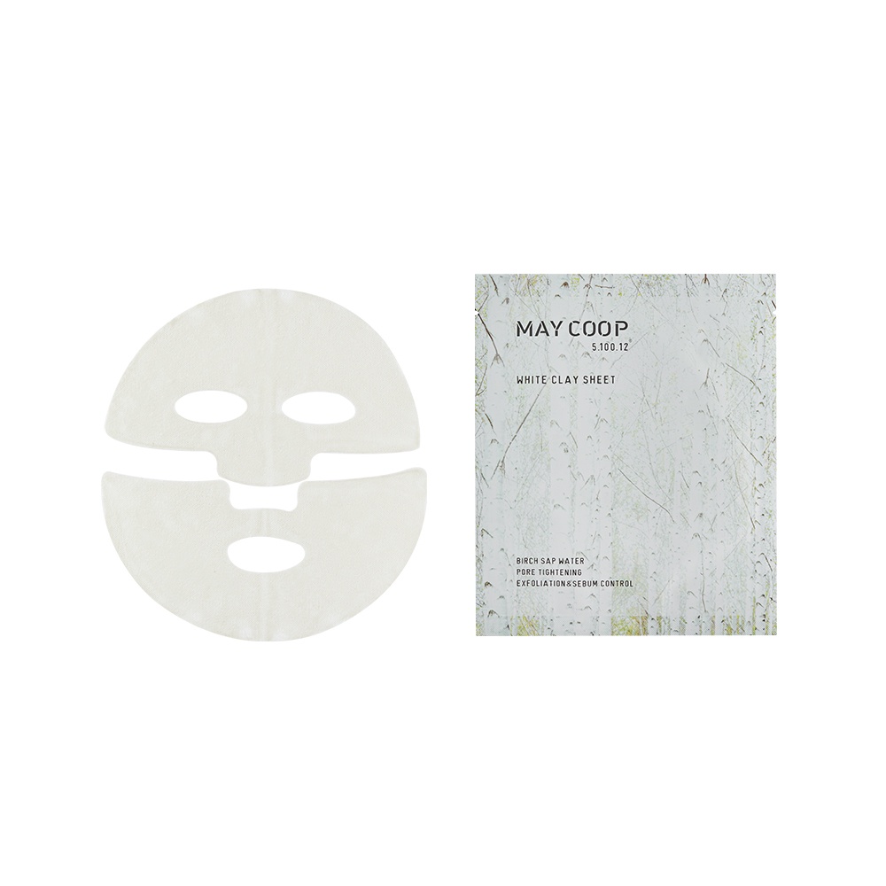 [MAY COOP] White Clay Sheet Mask 15 gr x 5 ea, Clay-Based Facial Sheet ...