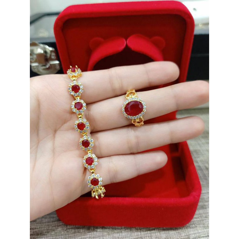 Emas Suasa Set (Rantai Tangan + Cincin) | Shopee Malaysia