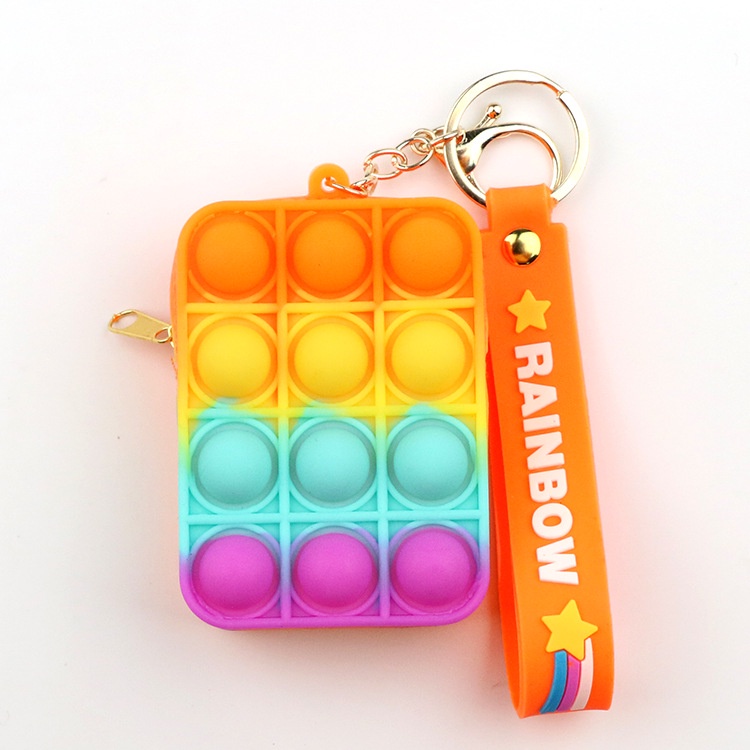 Pop It Fidget Toy Small Wallet Keychain Cute Cartoon Bells Bubble Coin ...