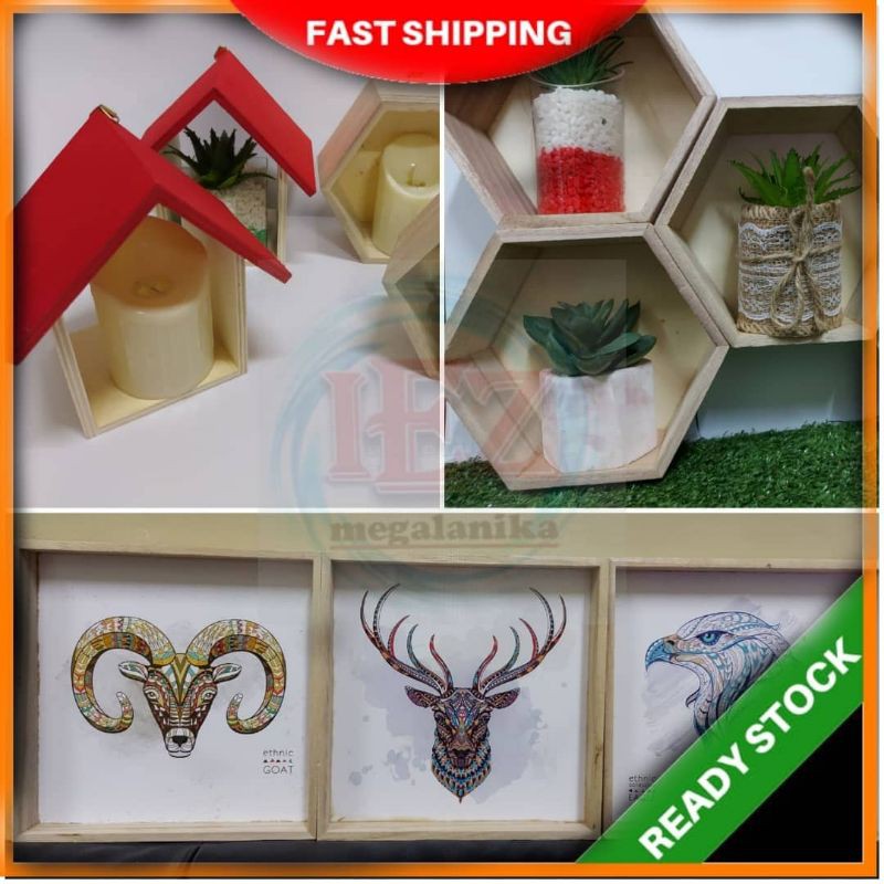 CLEARANCE Deko Hiasan Dinding Home/Hexagon Living Room Decoration ...