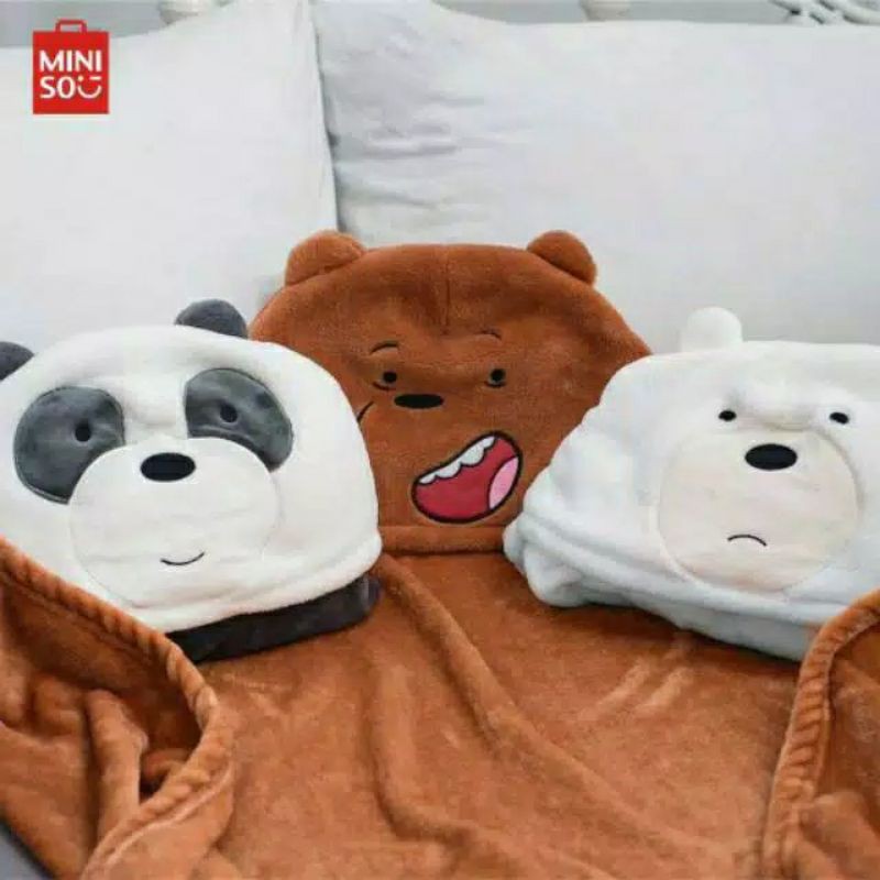 Miniso AC Blanket We Bare Bears Ice Bear Air Conditioner Blanket Hoodie ...