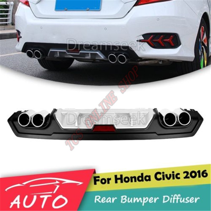Honda Civic FC 2016 ABS Rear Bumper Diffuser 4 Decorative Exhaust Tip ...