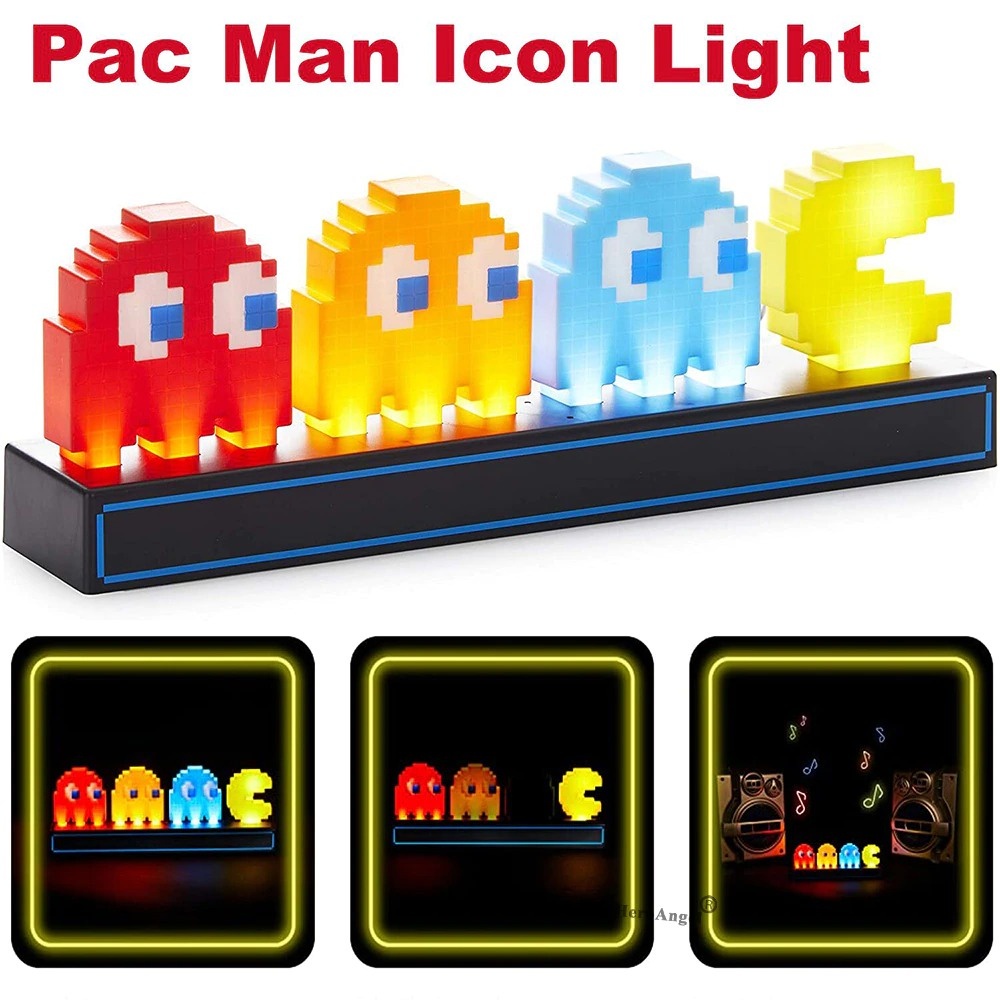Icon Light Pac Man Pixel Lamp Visual Illusion 3D Game Icon Light LAMPU ...
