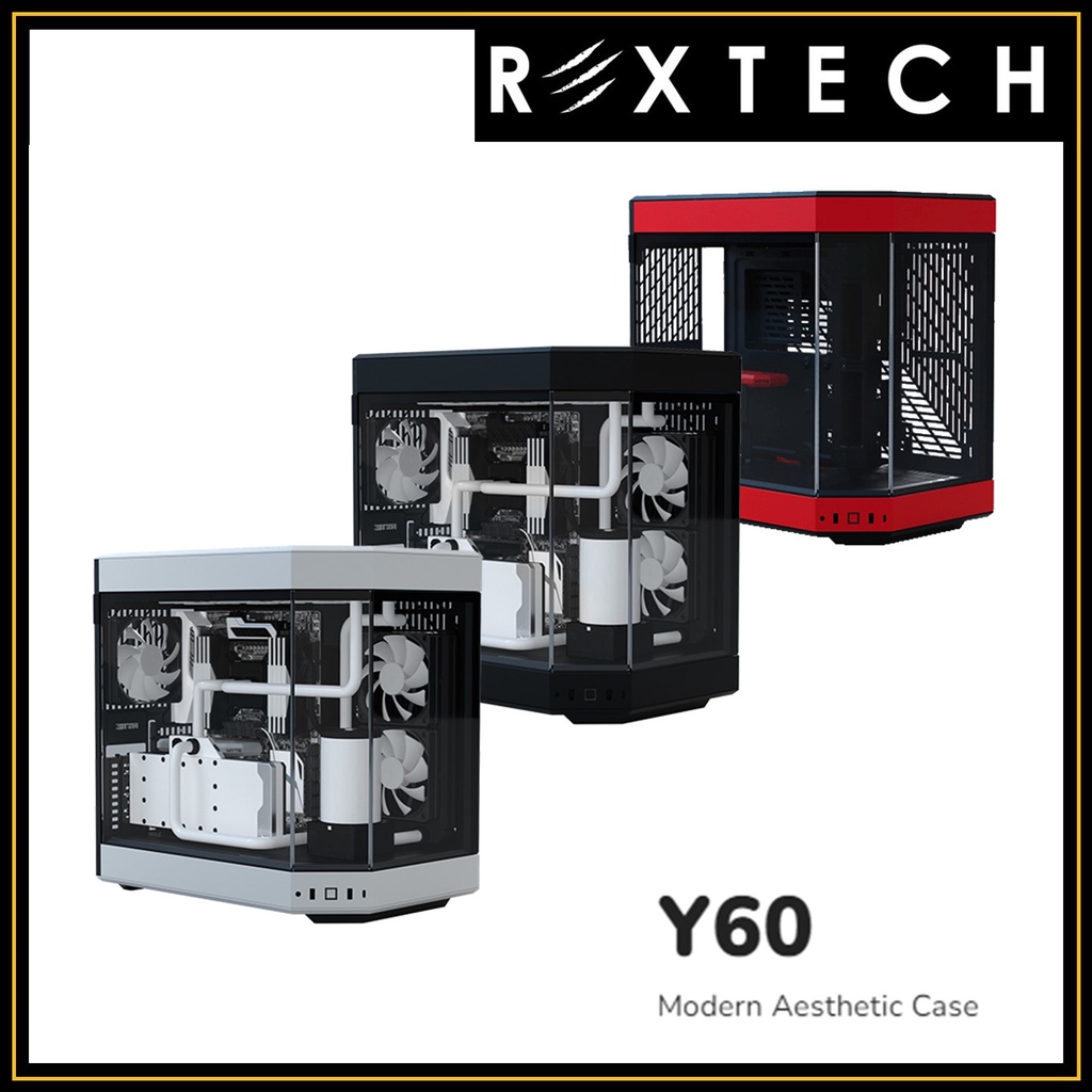 REXTECH HYTE Y60 Dual Chamber ATX Case - BLACK / WHITE / RED | Shopee ...