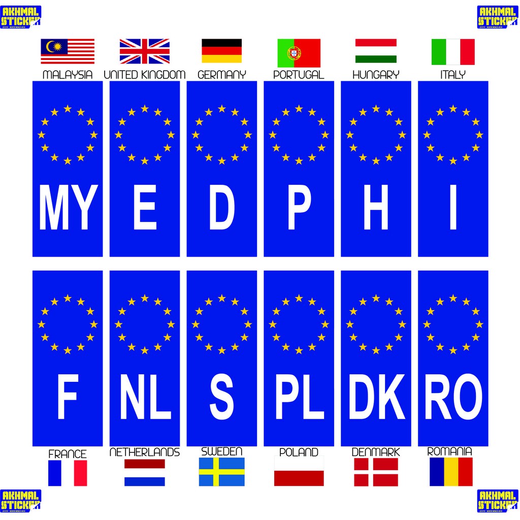 Sticker Biru Euro nombor plate | Shopee Malaysia