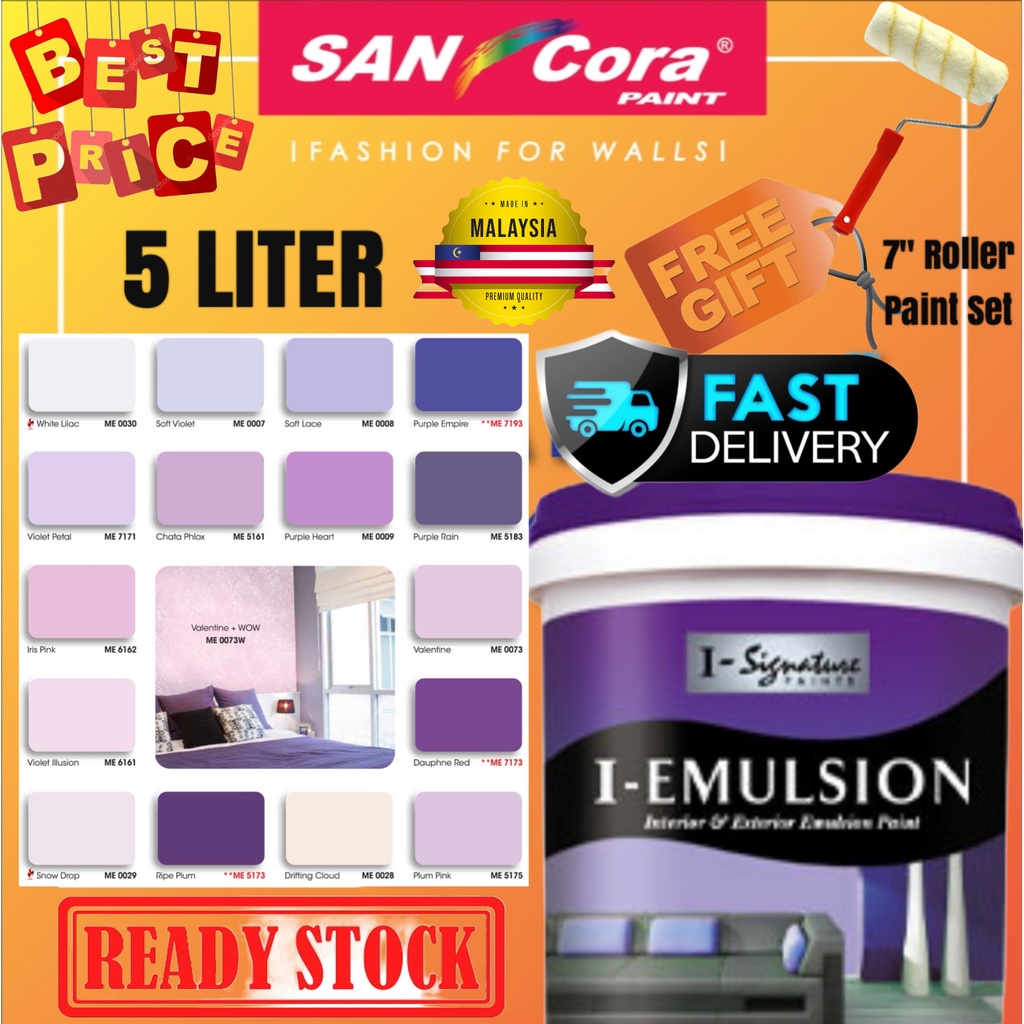 5 LITER SANCORA I-EMULSION INTERIOR & EXTERIOR WALL PAINT CAT DINDING DAN LUAR RUMAH ( GLAMOROUS ...