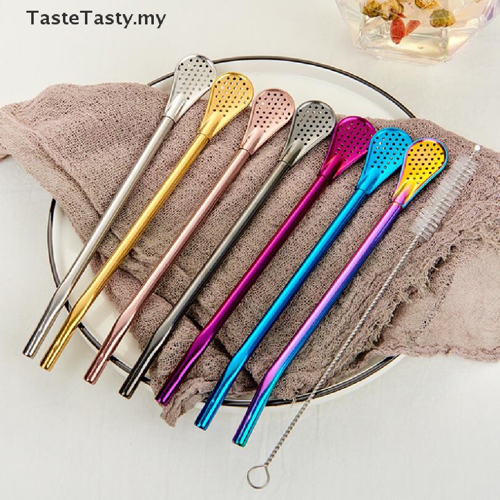 TasteTasty Reusable Stainless Steel Drinking Straw Filter Stir Spoon ...