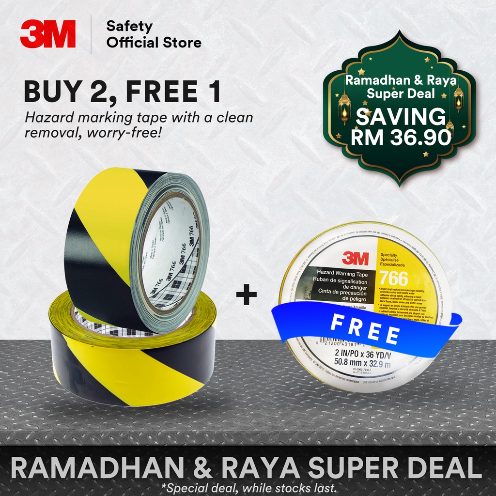 3M™ 766 Black & Yellow/ 767 Red & White Stripe Hazard Warning Floor ...