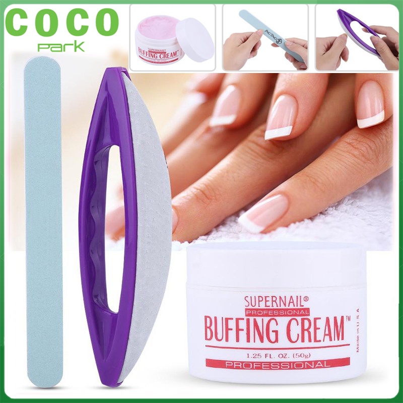 3PCS Set Kuku Nail Art Buffing Cream+Brush Buffer+Polishing Strip ...