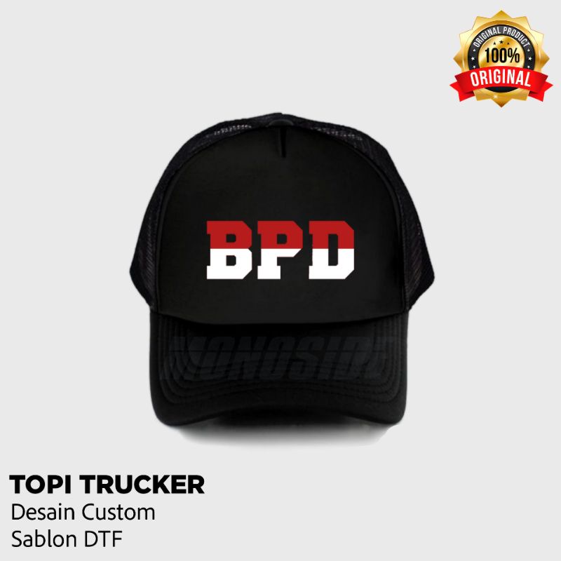 New BPD TRUCKER Hat DTF Screen Printing Custom Hat Free Design | Shopee ...