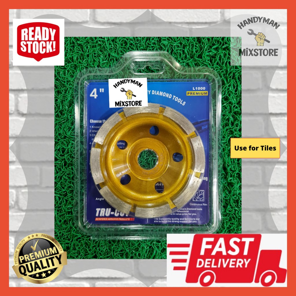 4'' Diamond Tile Grinding Disc (Cup) STD TRU-CUT L1000 & Mata Gosok ...
