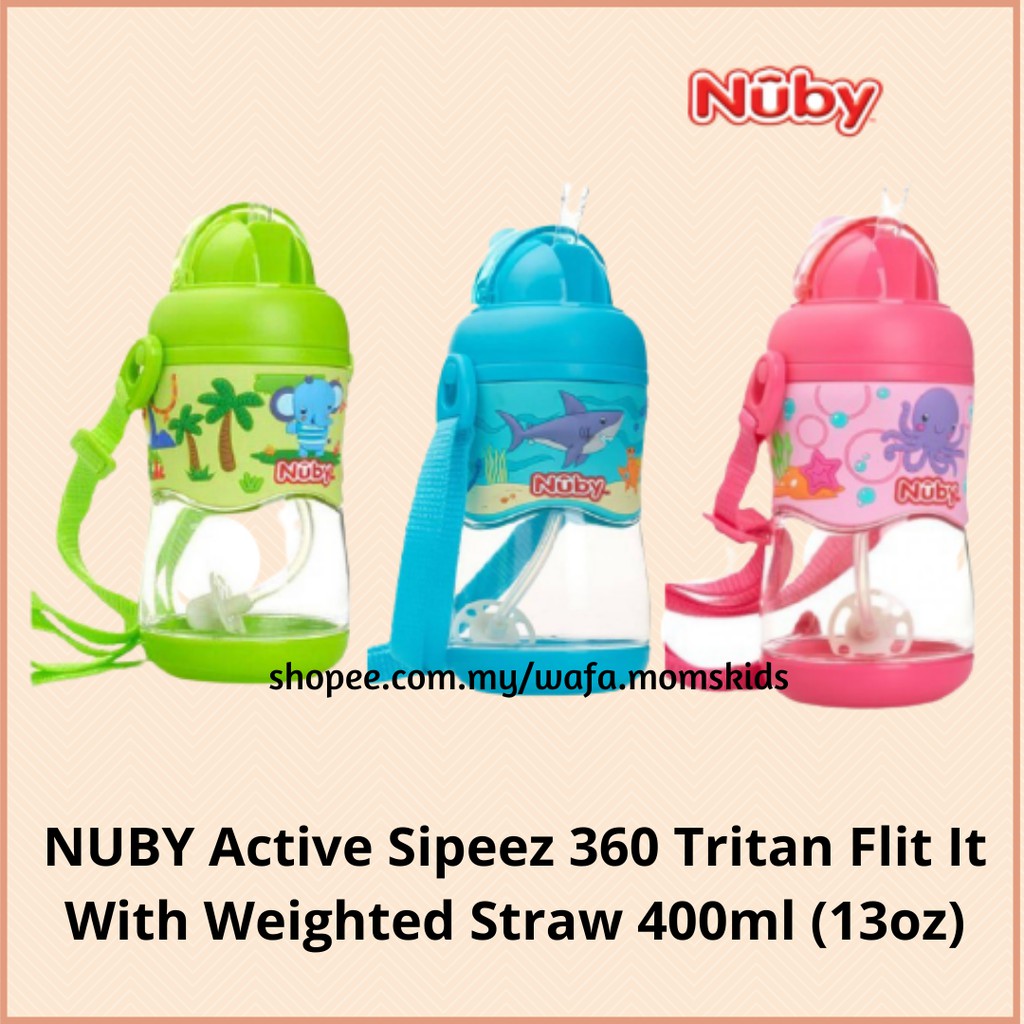 NUBY Active Sipeez 360 Tritan Flit It With Weighted Straw 400ml (13oz) NUBY BOTOL AIR TAK TUMPAH ...