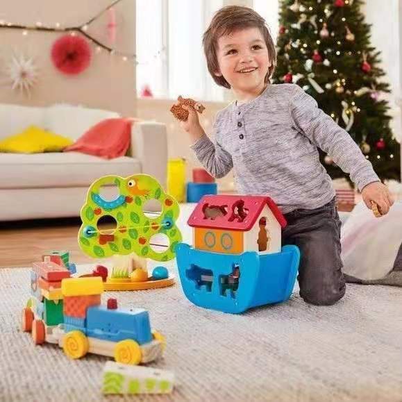 Boy Girl Gift Toy PLAYTIVE JUNIOR Wooden Stacking Train With Light And ...