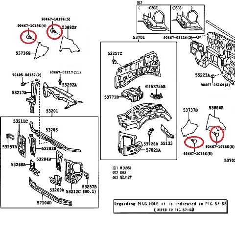 TOYOTA MULTIPLE MODELS HOOD / FRONT FENDER APRON SEAL / DASH PANEL ...