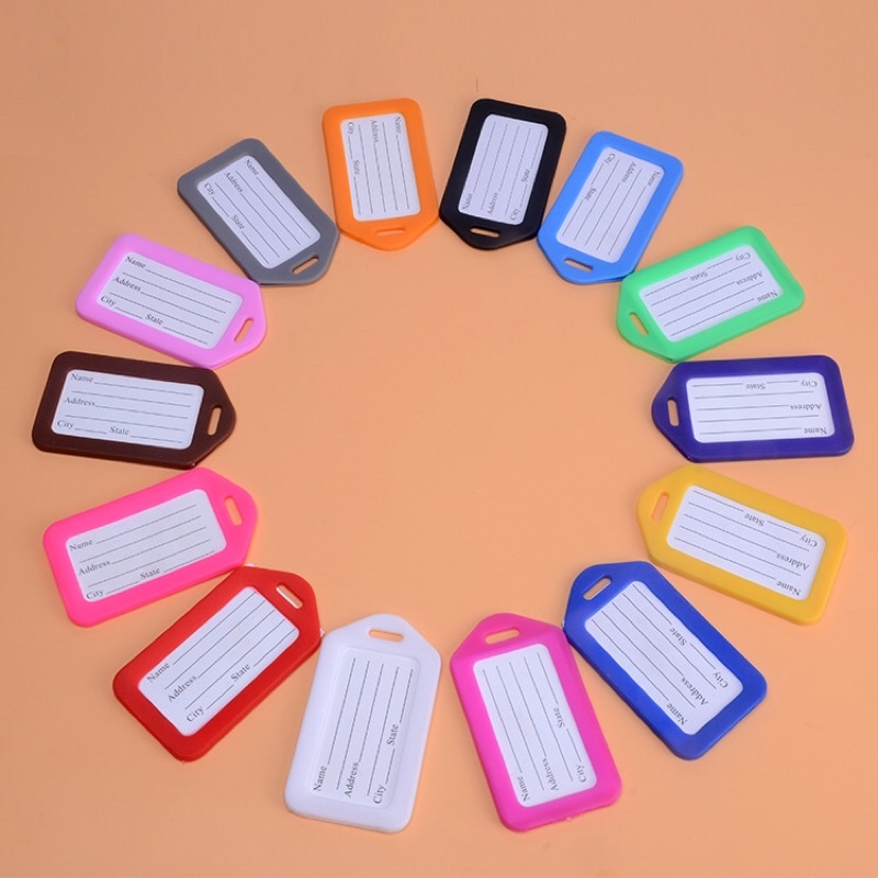 Travel Luggage Tag Plastic Multiple Colors Labels Keychain Name Address | Shopee Malaysia
