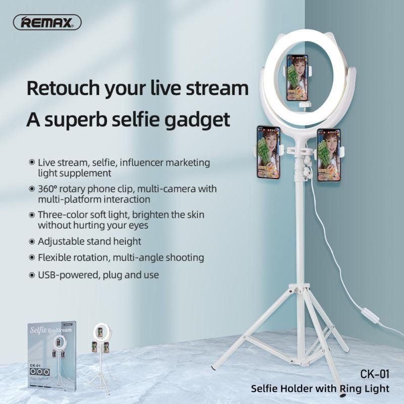 Remax CK 01 Selfie Live Stream CK-01 HOLDER WITH RING LIGHT CANTIK | Shopee Malaysia
