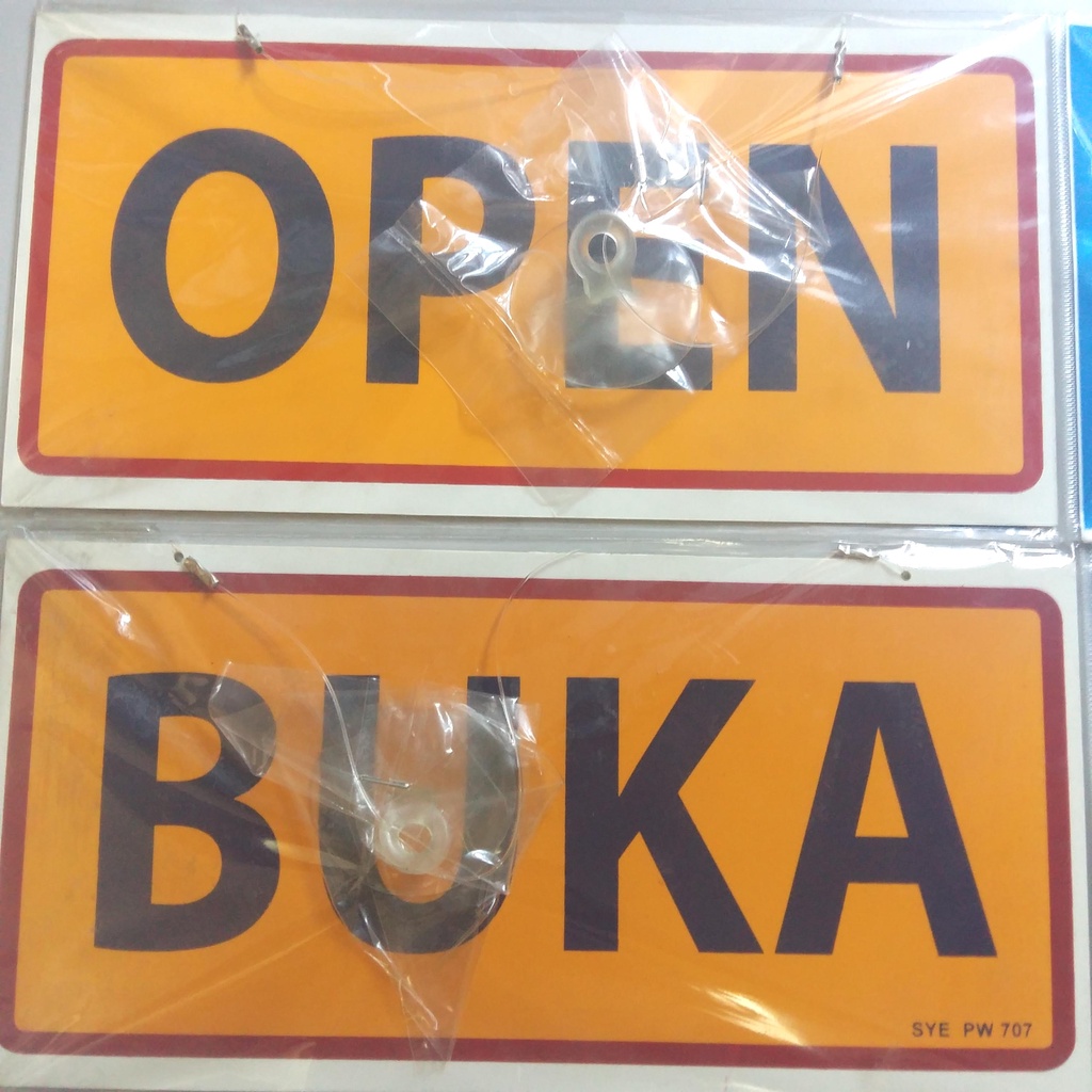 (OPEN/CLOSE, BUKA /TUTUP ) Door Sign Board With String and Suction Cup ...