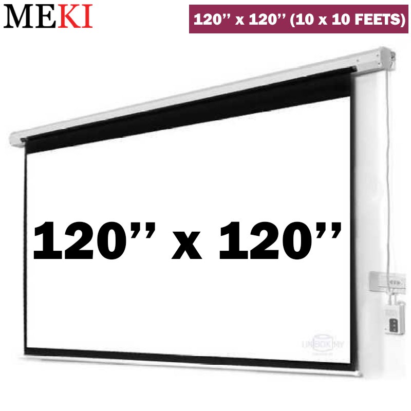 Meki Solid Series Motorized Projector Screen Size 120" x 120" (10 x 10 ...