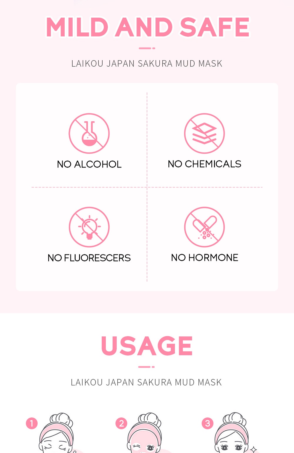 LAIKOU Japan Sakura Mud Mask Cleansing Pores Clay Mask Remove Blackhead ...