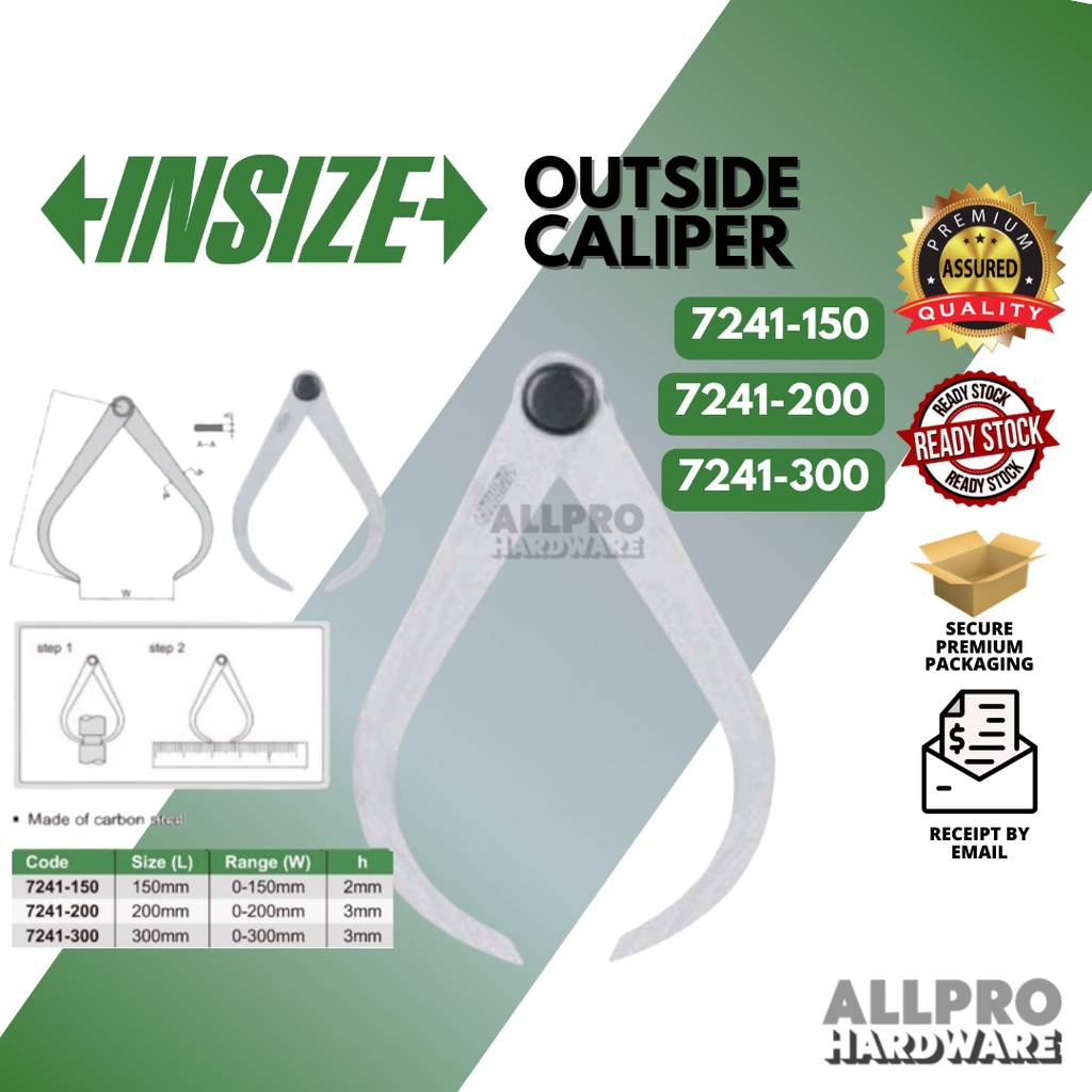 INSIZE Outside Caliper Steel Caliper Measuring 0-150mm (7241-150) / 0 ...