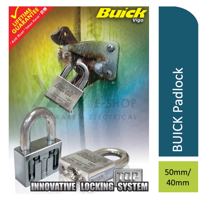 BUICK Padlock Anti-Rust Heavy Duty Padlock Shackle Mangga Lock Kunci ...