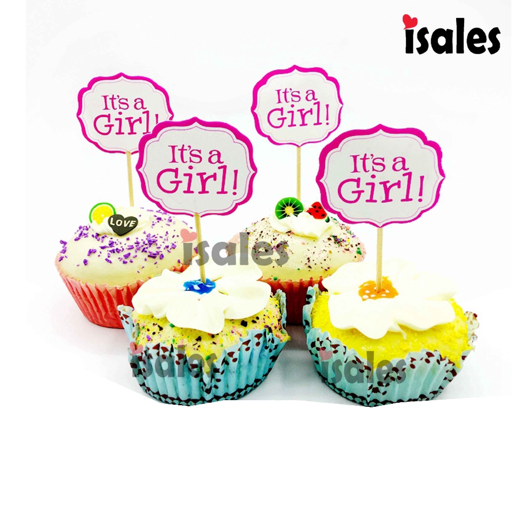 Welcome baby girl 12 pcs It's A Girl theme cake topper happy birthday ...