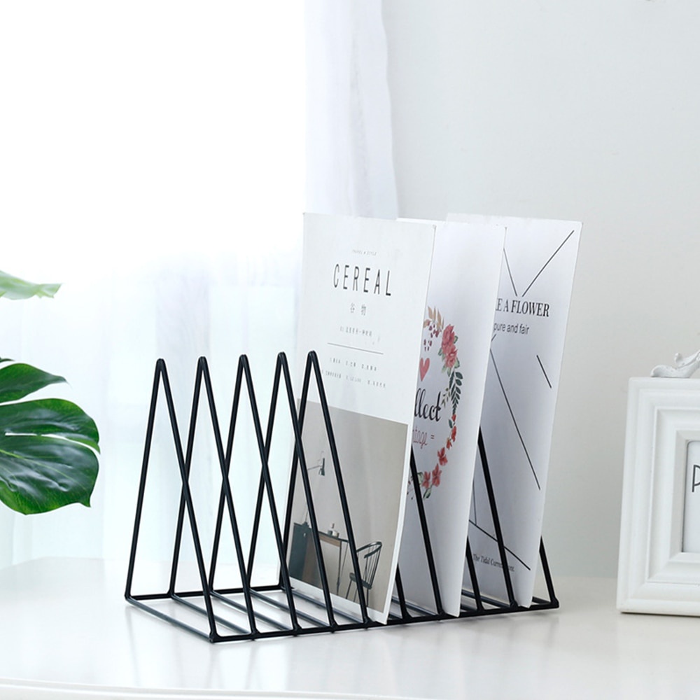 Magazine Rack Book Record Holder Desktop Iron Storage Rack Bookshelf ...