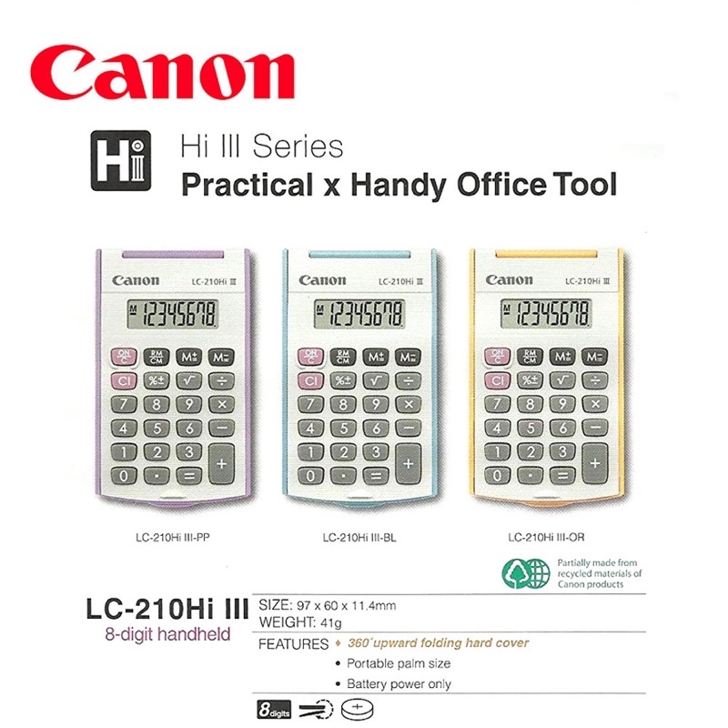 (Original)Canon Pocket Calculator LC-210hi 8digits Handheld Pocket Size ...