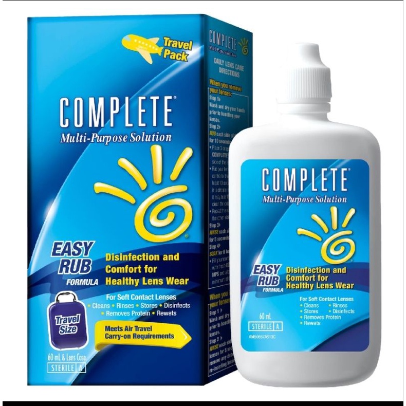 Complete Contact Lenses Solution Travel Pack Size FREE Case / Multi ...