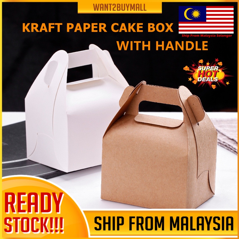 Mini Cake Box With Handle Holder Craft Paper Cake Cupcake Dessert ...