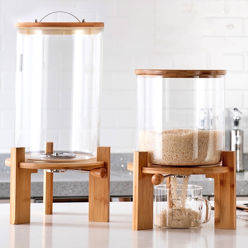 Bamboo rice jar dispenser | Shopee Malaysia