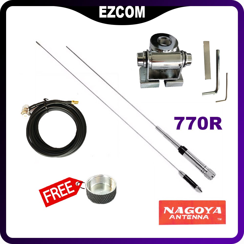 EZCOM Nagoya NL-770R Dual Band Car Antenna UV High Gain UHF VHF Cable ...
