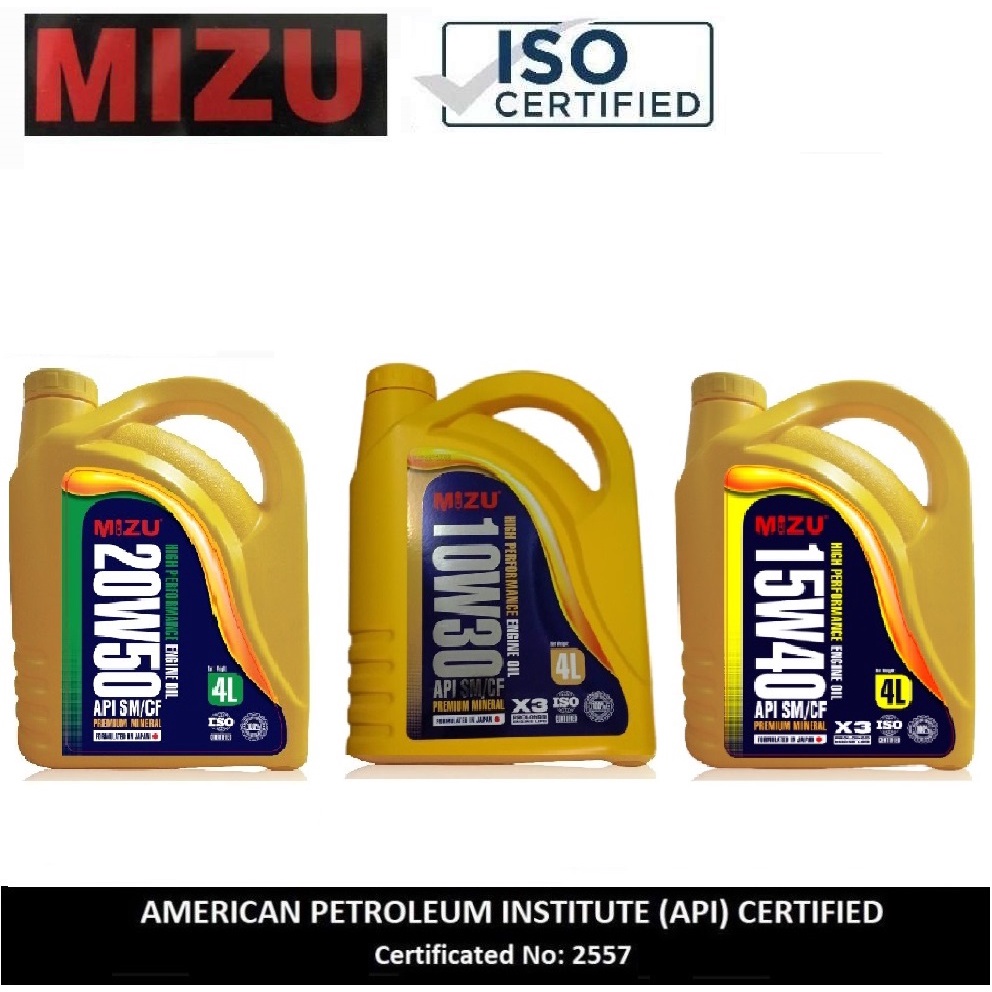 Mizu Mineral Lubricant 20W-50 / 15W-40 / 10W-30 Genuine Engine Oil ...