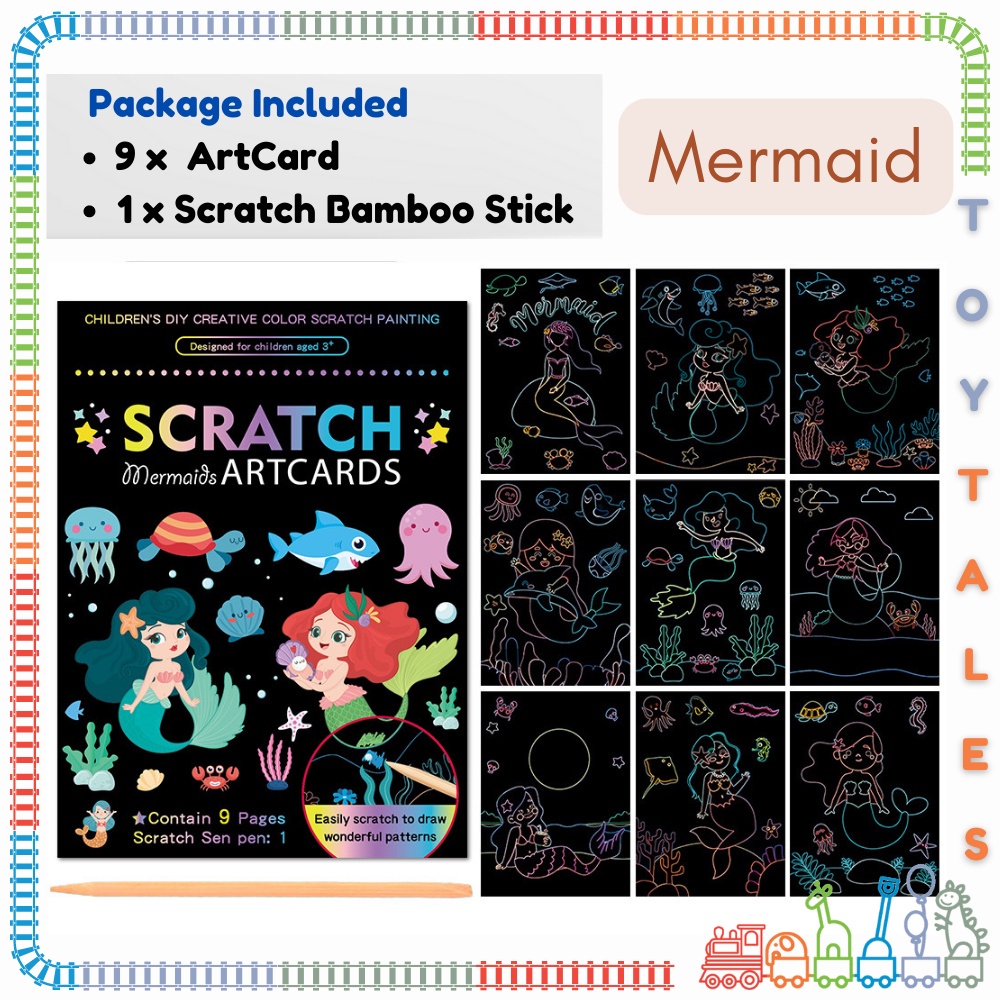 Kids Scratch Art Cards [9pcs per Set] Montessori Craft Child Colouring ...
