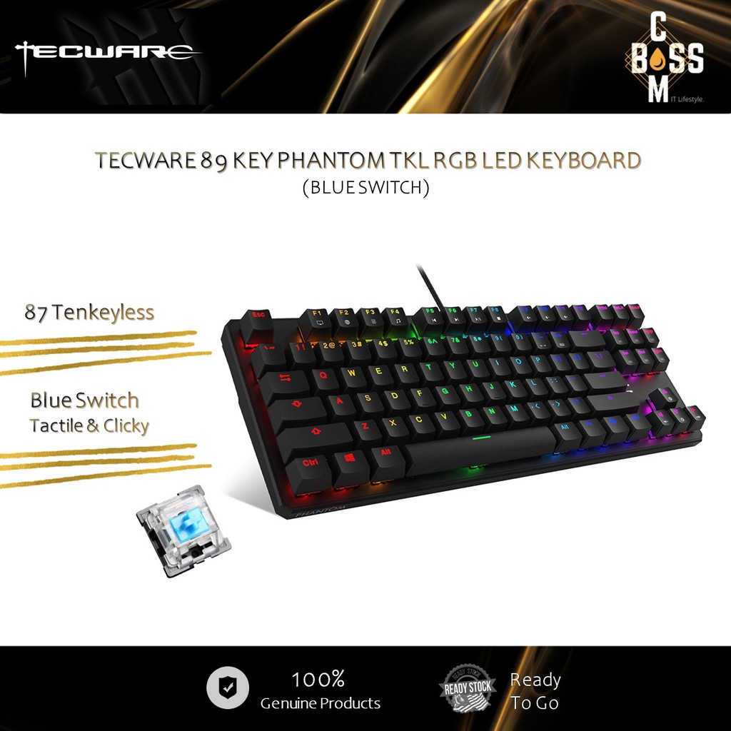 *ORIGINAL* TECWARE PHANTOM TKL RGB LED KEYBOARD ( 87 KEYS ) ( TEC-T87G ...