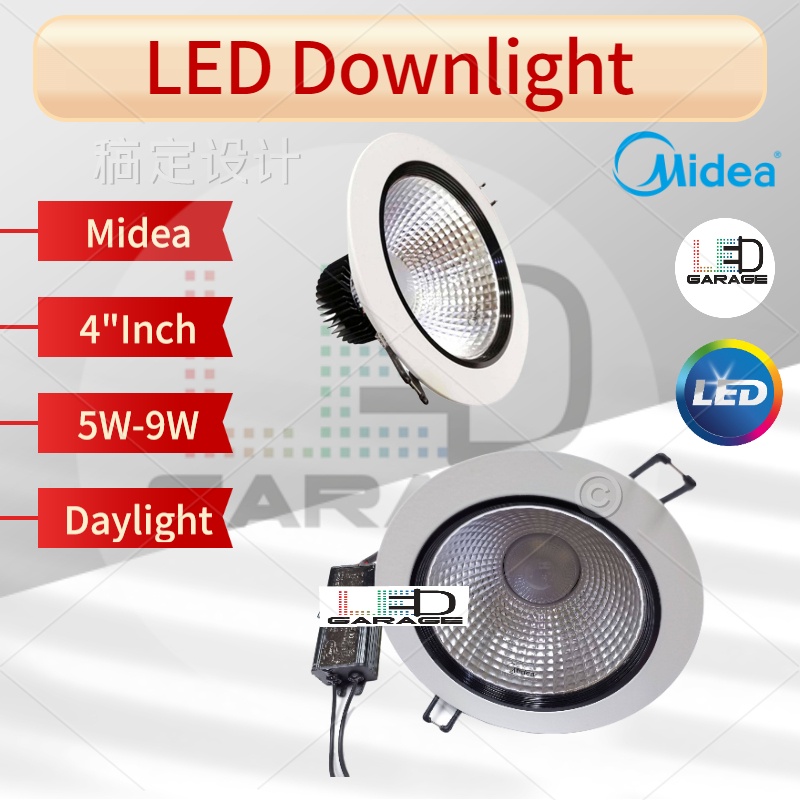 MIDEA 4"Inch 5w/9W LED Downlight (Daylight) | Shopee Malaysia