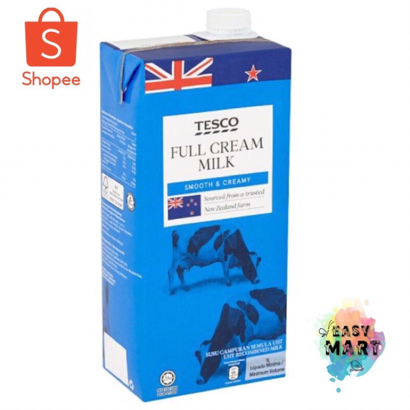 TESCO FULL CREAM MILK ( 1L X 12 PCS ) | Shopee Malaysia