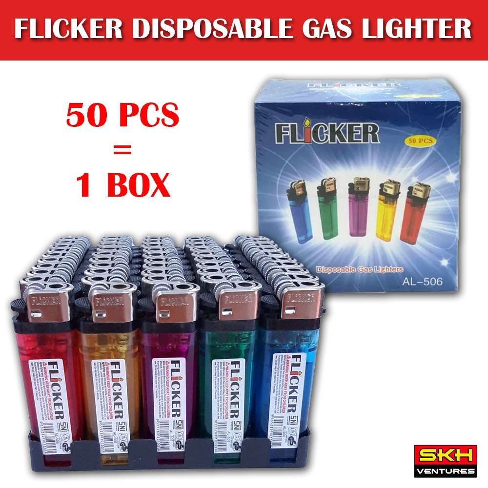 (1Box - 50Pcs) Flicker Disposable Gas Lighter / Pemetik Api Gas Flicker ...