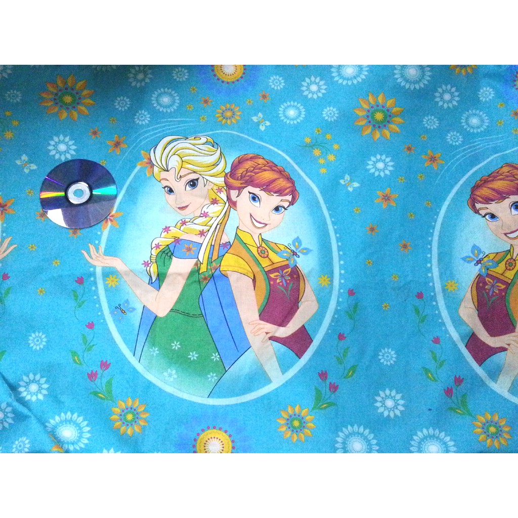 Cotton Blend FROZEN ELSA ANNA FEVER SUMMER Fabric Kain Cloth 50cm x ...