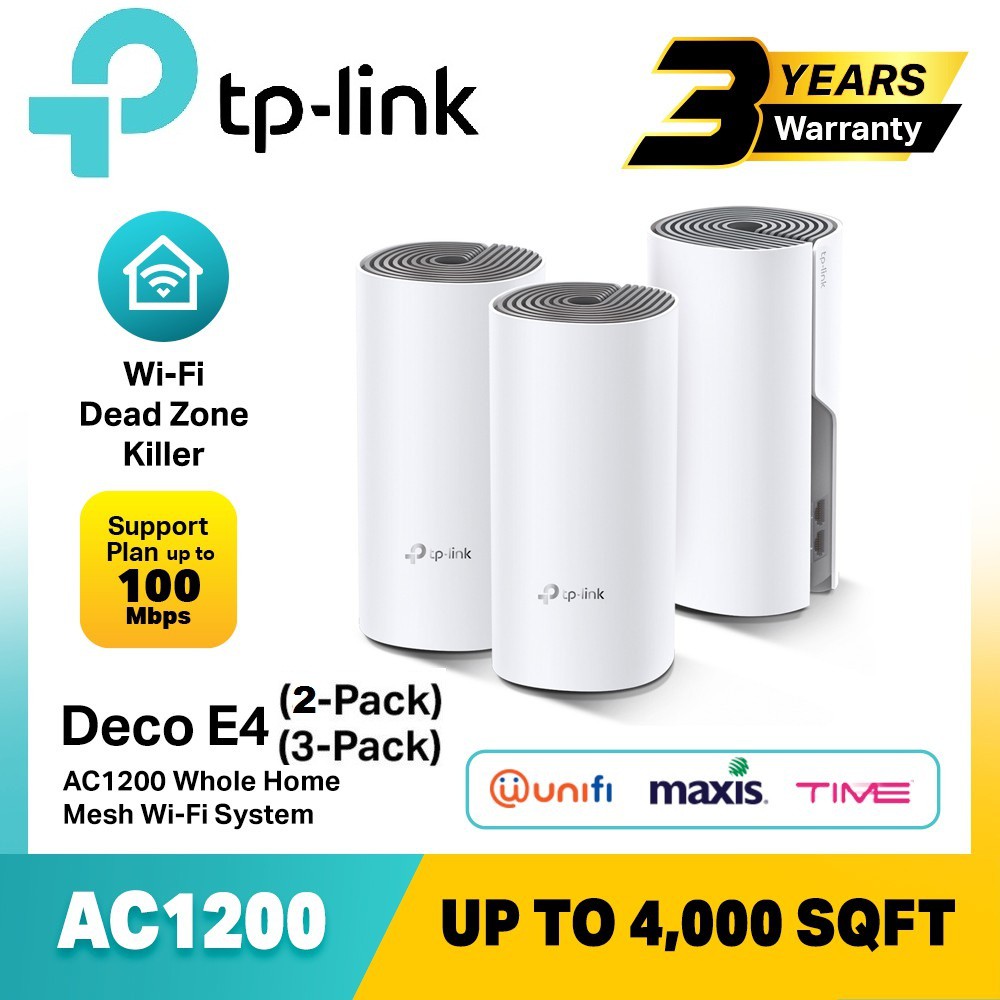 TP-Link Deco E4(2 Pack / 3 Pack ) AC1200 Whole Home Mesh Wi-Fi System ...