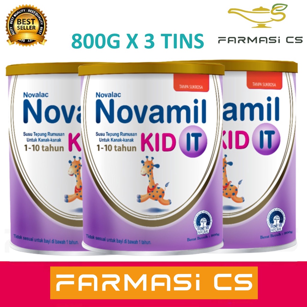 Novalac Novamil KID IT (1-10 years old) 800g x 3 TINS EXP :02/2025 ...