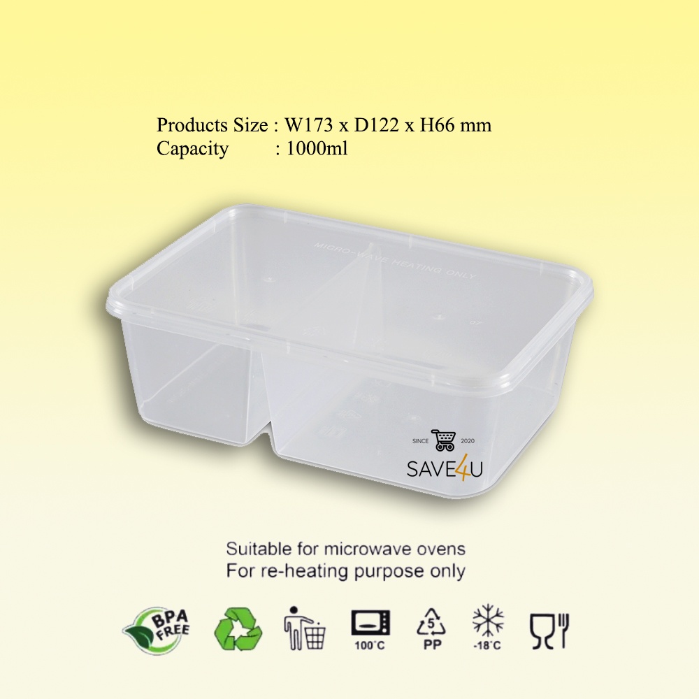 Felton Microwavable 2 Compartments Container FR 1000-2C (250pcs ...