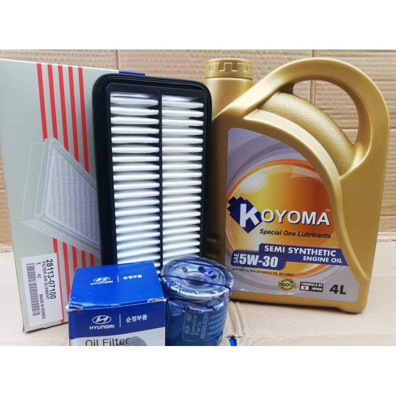 KIA PICANTO 1.1, NAZA SURIA OIL FILTER + AIR FILTER + KOYOMA 5W30 SEMI ...