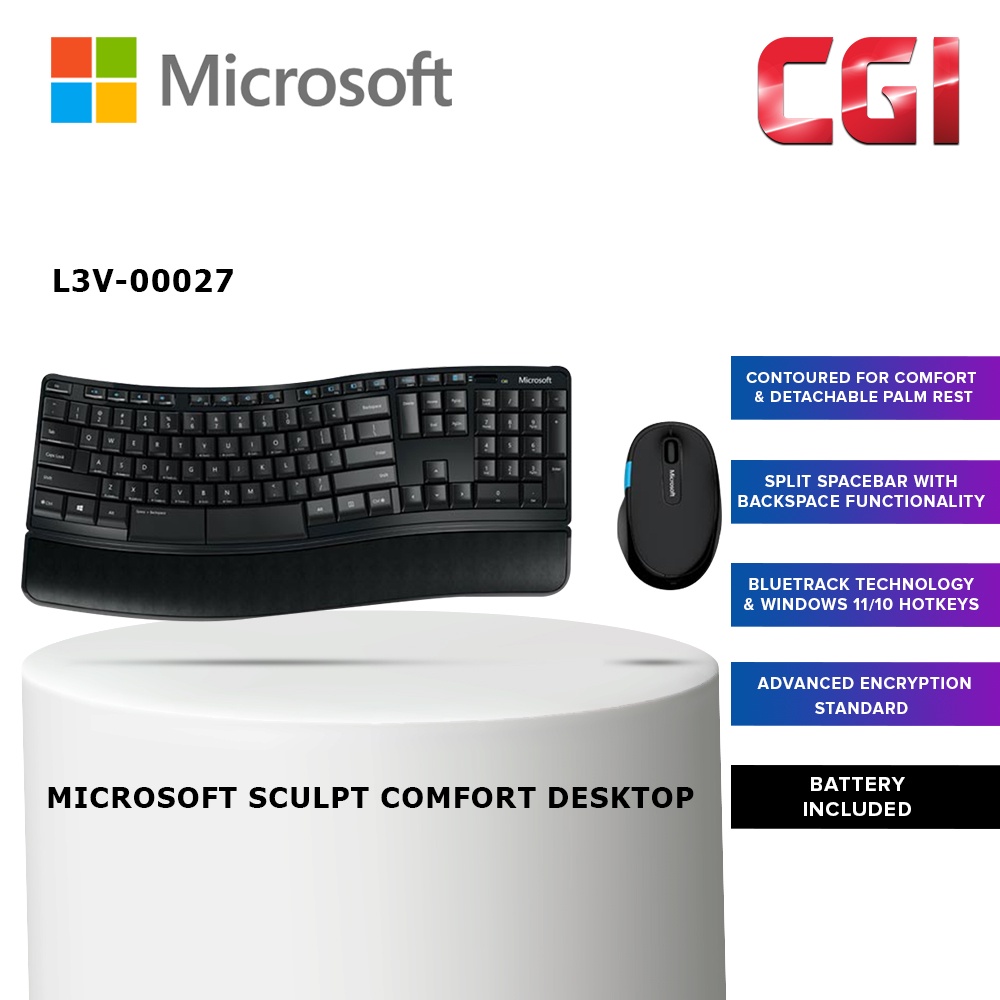 Microsoft Sculpt Comfort Desktop Wireless Combo Keyboard and Mouse (L3V ...
