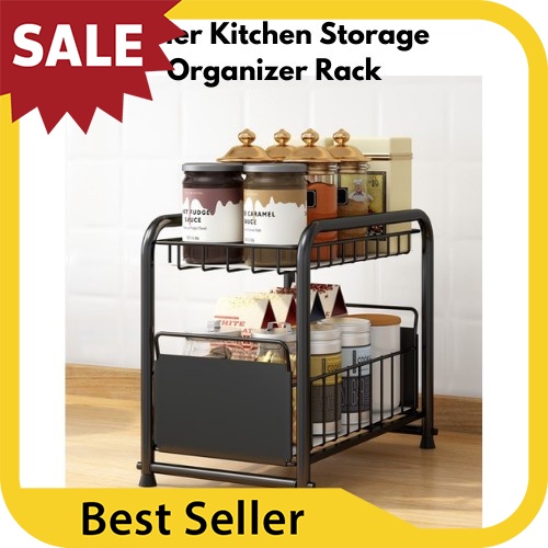 BEST SELLER [ Local Ready Stocks ] 2-Tier Kitchen Storage Rack Pull Out ...